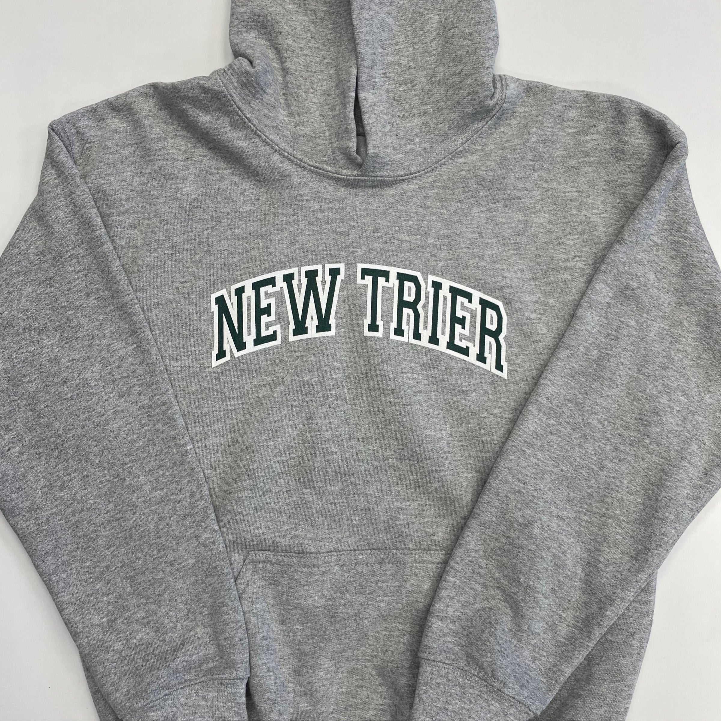 Youth NEW TRIER green logo hoodie